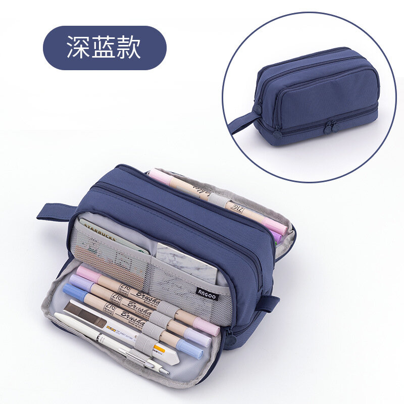 Пенал Macaron, двухслойный, выдвижной, японский стиль, темно-фиолетовый