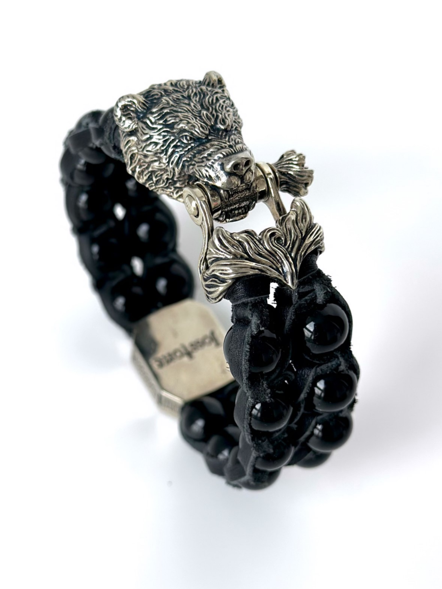 Славянский оберег, плетеный браслет, агат, кожа