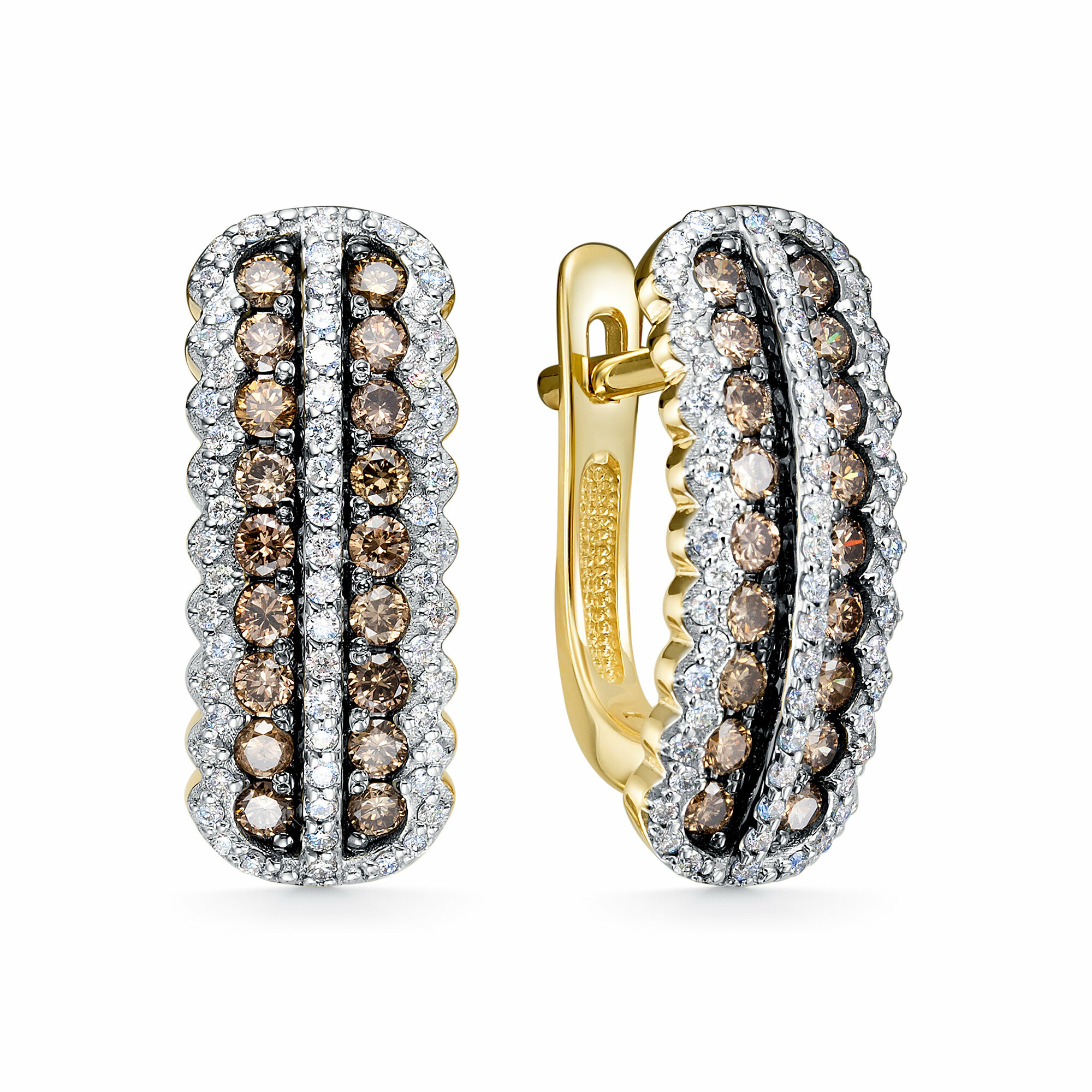 Серьги, желтое золото, 585 проба, бриллиант