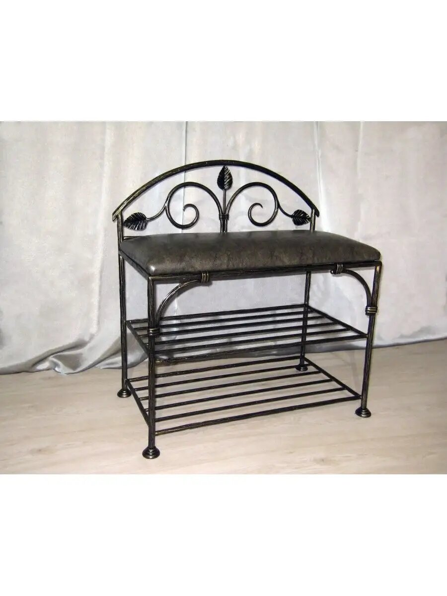 Кованая банкетка №46, Студия кованой мебели Нива, цвет черный матовый