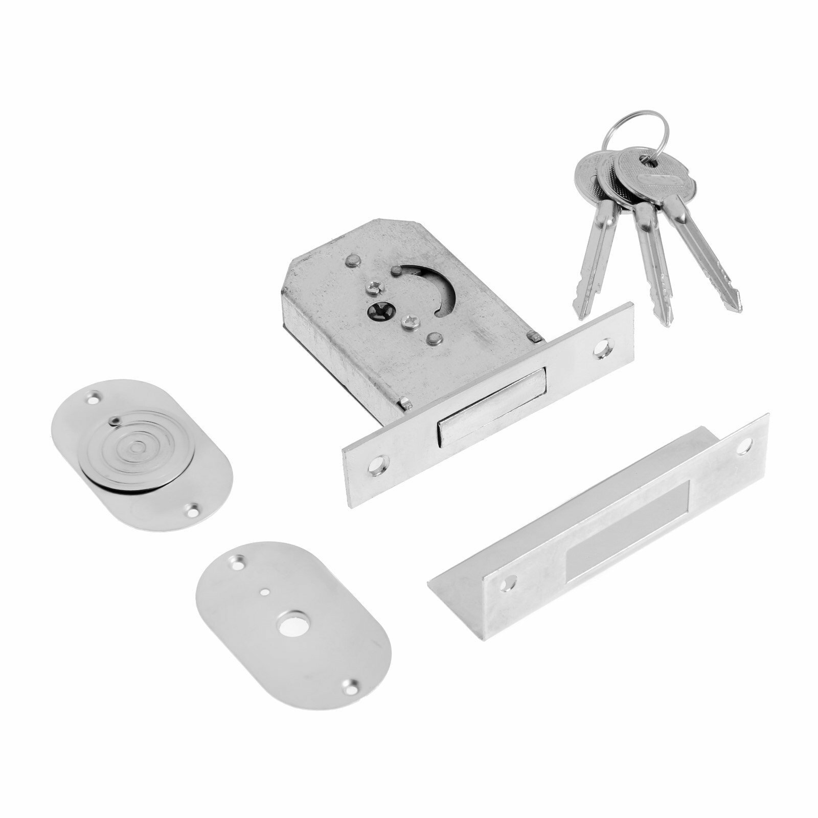 Замок врезной VZ001, 3 ключа, тип механизма замка: дисковый, форма ригеля: прямоугольник
