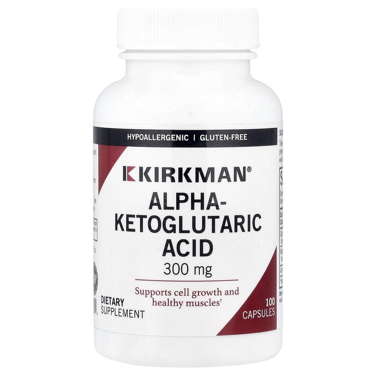Kirkman, Alpha-Ketoglutaric Acid, Альфа-кетоглутаровая кислота 300 мг, 100 капсул