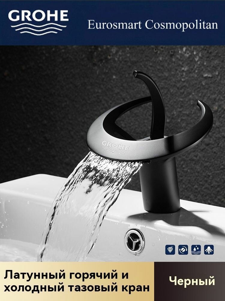 Водопадный смеситель для ванной комнаты, смеситель для умывальника GROHE