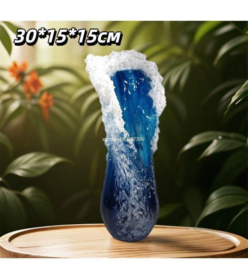 Украшение для вазы в виде морской волны из синей смолы / Ваза «Океан»