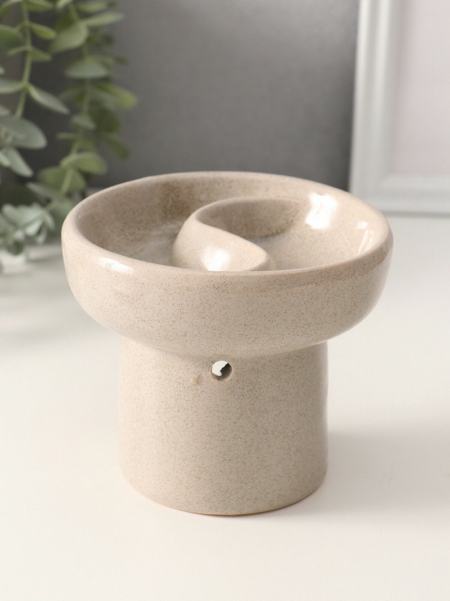 Аромалампа для эфирных масел "Меридиан", керамика, белый песок, 11.5x11.5x10 см