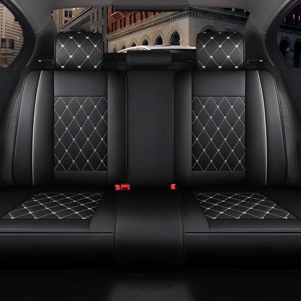 Кожаные чехлы на автомобильные сиденья для Toyota RAV4 Auris Camry Avensis Crown 4Runner Harrier FJ Cruiser Mark X Premio, аксессуары для интерьера Black Gold Rear