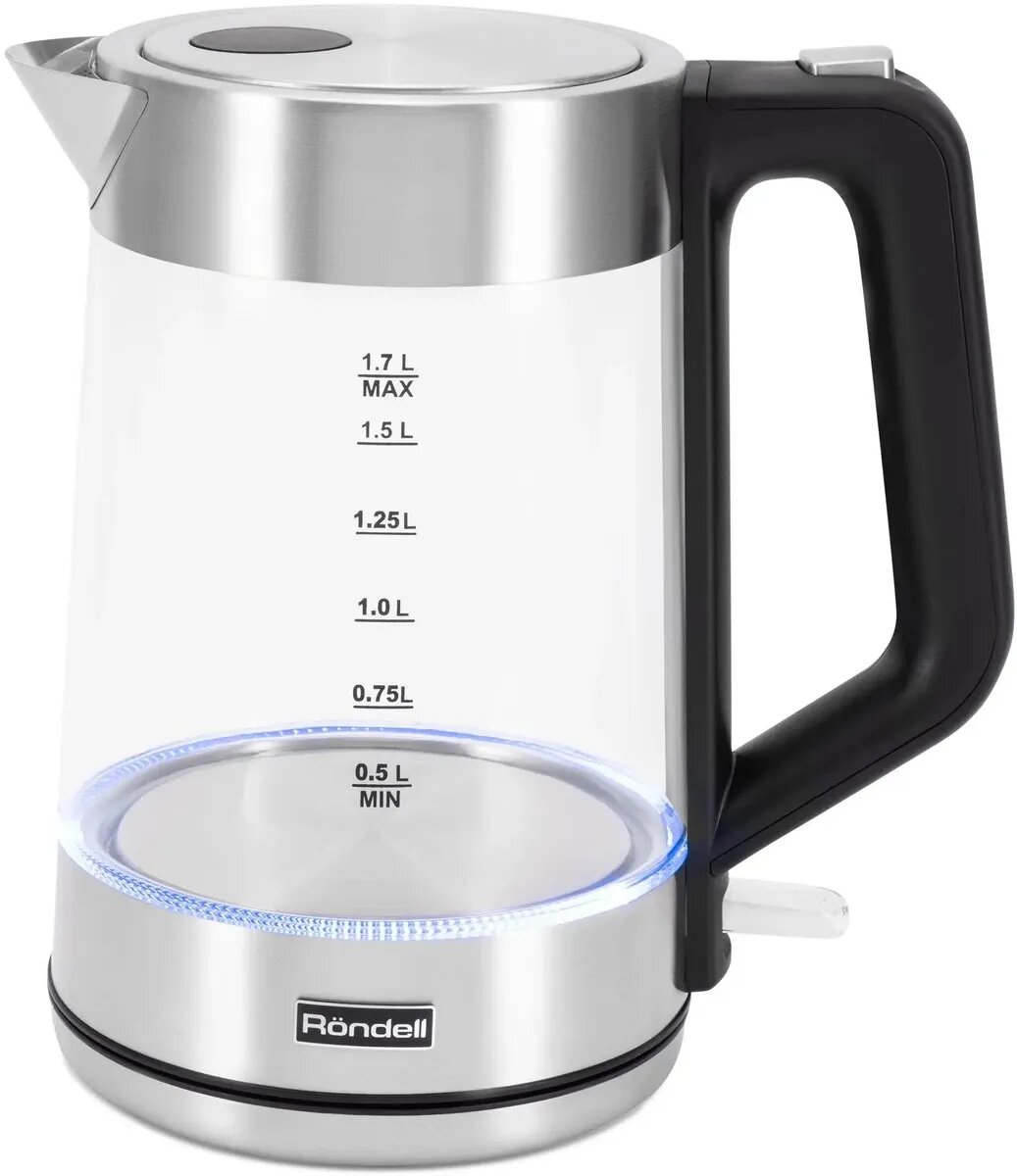 Чайник электрический Rondell RDE-1008, 2200Вт, 1.7 л, прозрачный