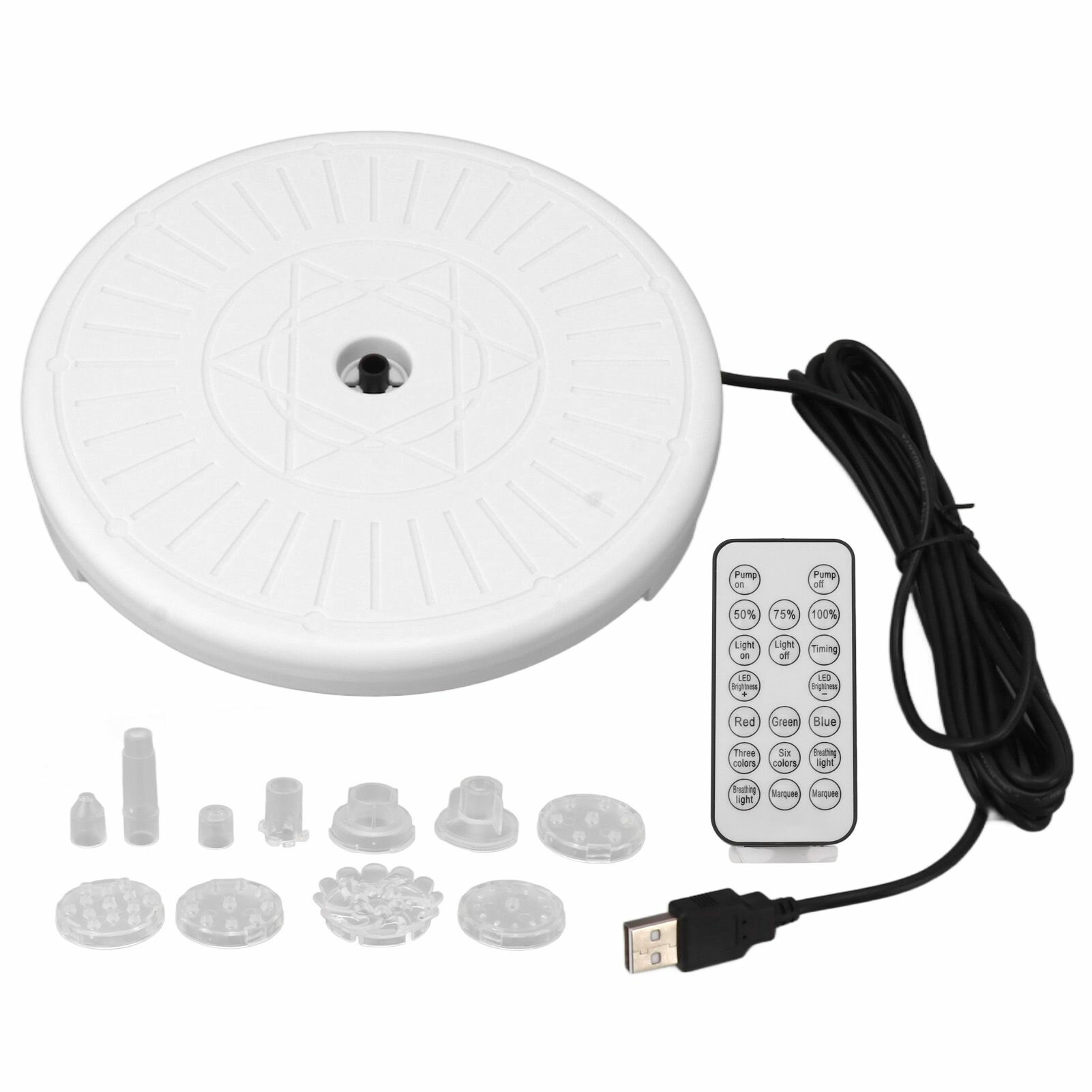 Солнечный фонтан для птиц с цветной LED подсветкой и пультом управления для сада и водоемов