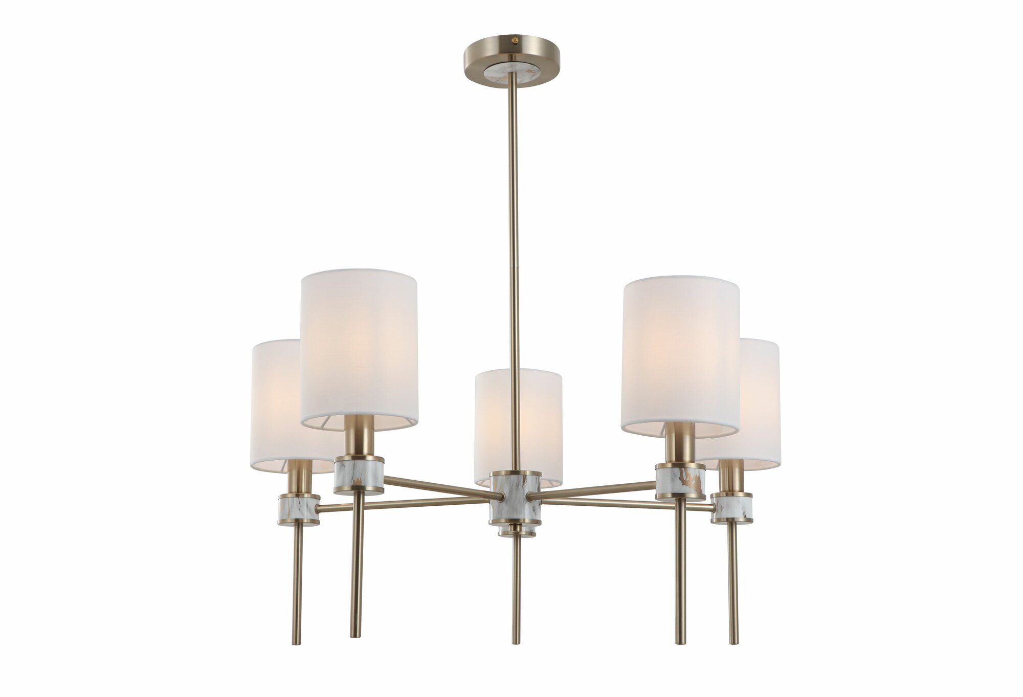 Люстра росток 15726/5 TJ+WTG 5x40W E14 d680 h720 латунь, белый абажур