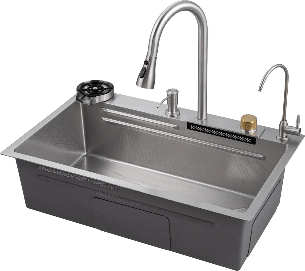 Многофункциональная мойка для кухни Savol S-SC003L с водопадом, сатин