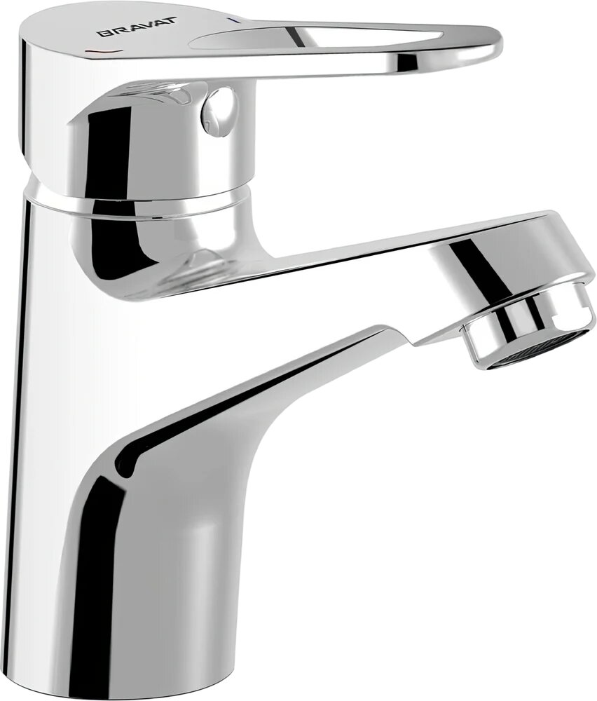 Смеситель для раковины Bravat Eco F1111147C хром, глянцевый, кран для ванной в раковину, из латуни, рычажный, с керамическим картриджем