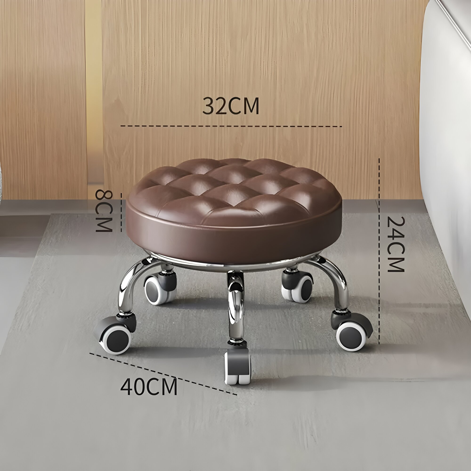 Табурет, Бытовой низкий табурет со шкивом, универсальный маленький табурет на колесиках, бесшумный ход, 1 шт.