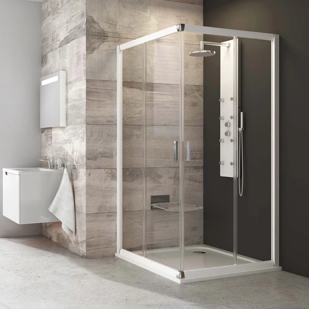 Душевой уголок Ravak Blix BLRV2K без поддона, стеклянный, 90x90, раздвижной, белый