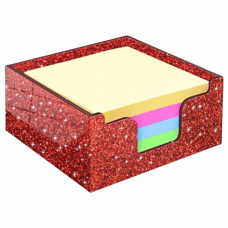 Декоративный акриловый контейнер для стикеров, блестящий органайзер для школьных принадлежностей, темно-серый, красный