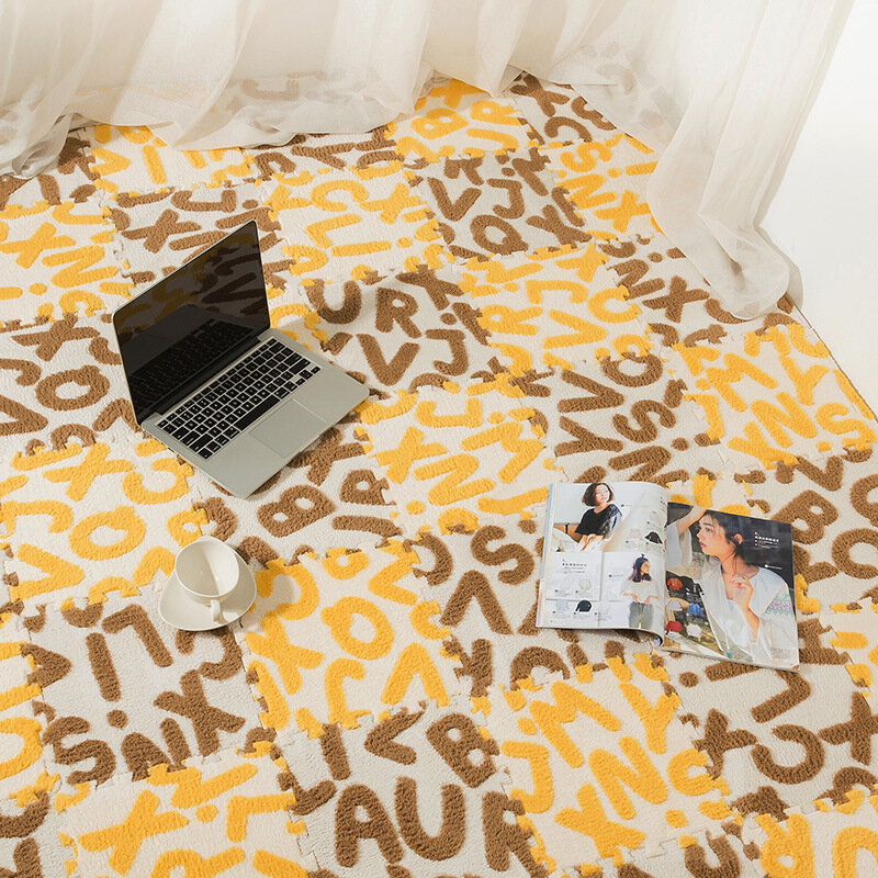 10 шт, плюшевый напольный коврик из пенопласта, цветной блокирующий раздельный шарнир, режущий мягкий плюшевый коврик для спальни Черные буквы