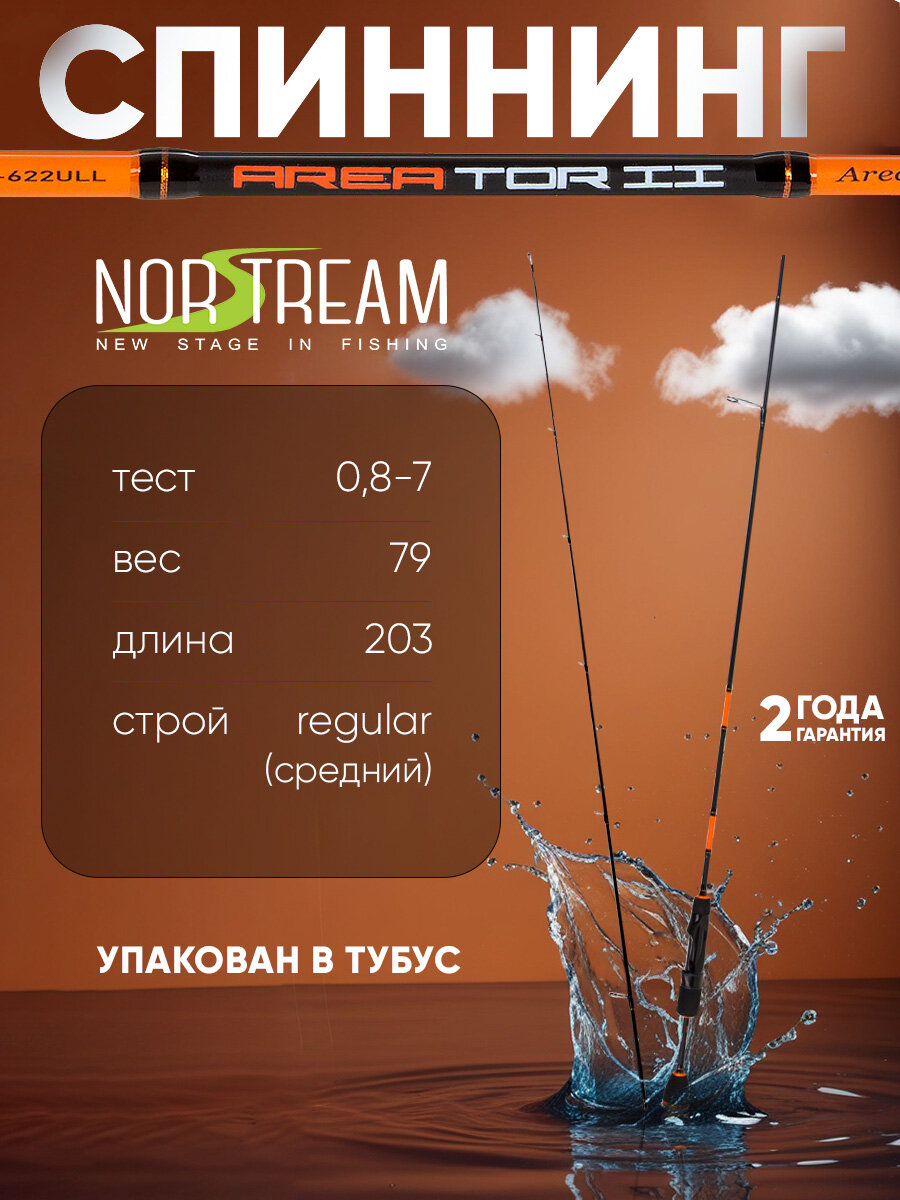 Спиннинг Norstream Areator 2 ARS2-682ULL, тест 0.8 - 7 г, 203см
