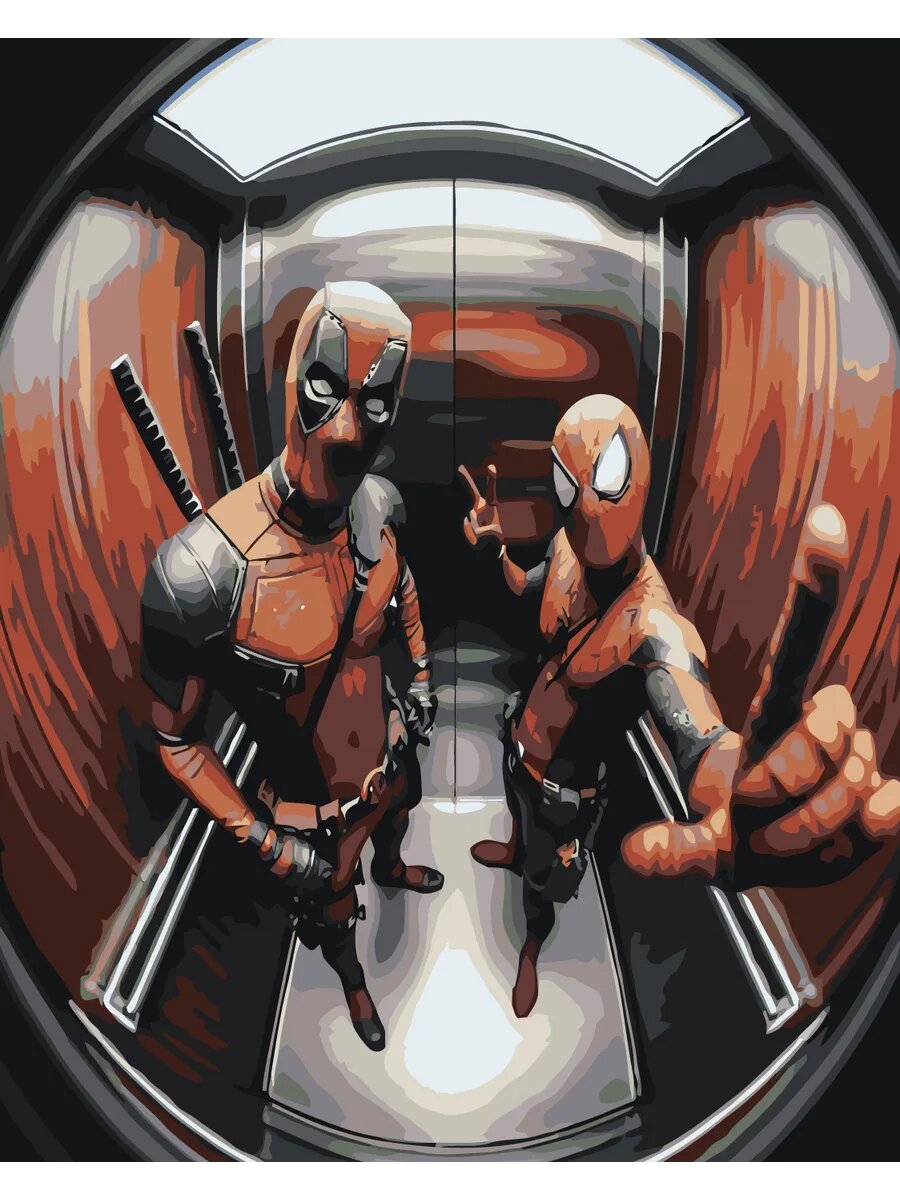 Картина по номерам Дедтпул и Человек Паук DC Comics