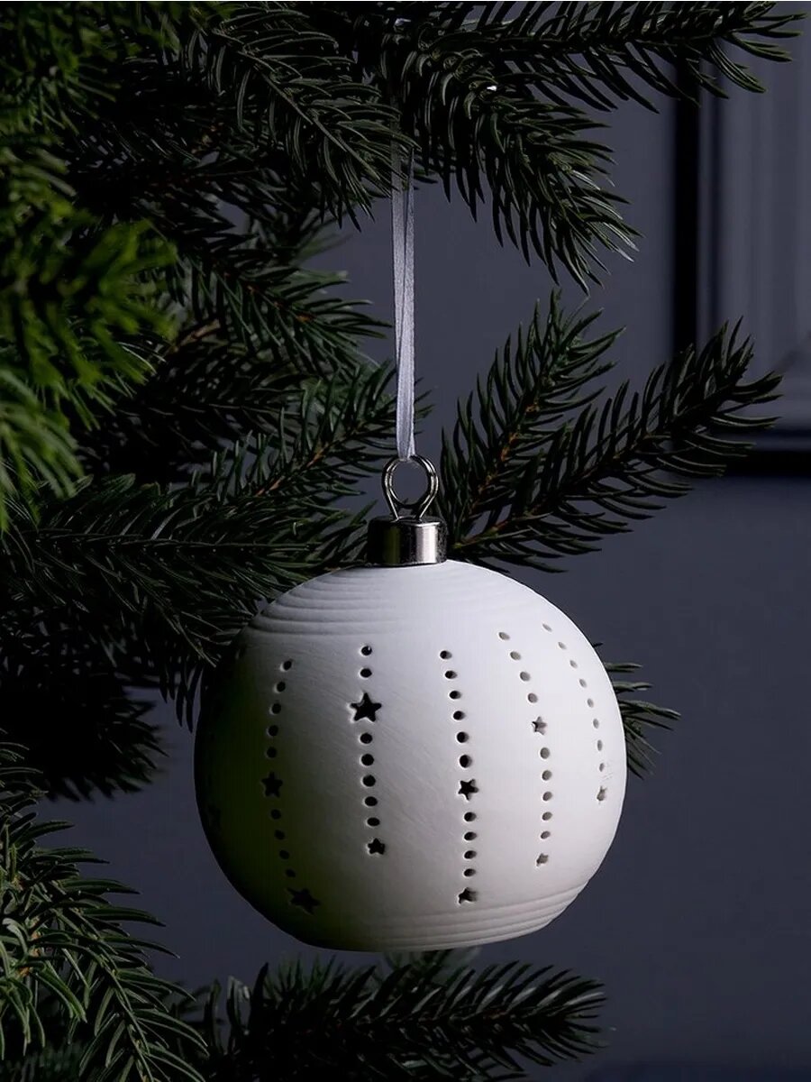 Элегантный елочный шар с LED-звездами, 9.8 см