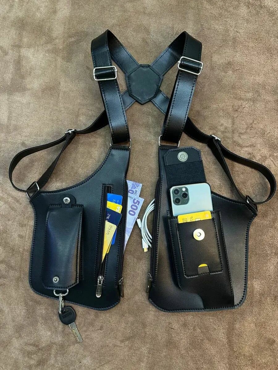 Сумка кобура через плечо кожаная портупея