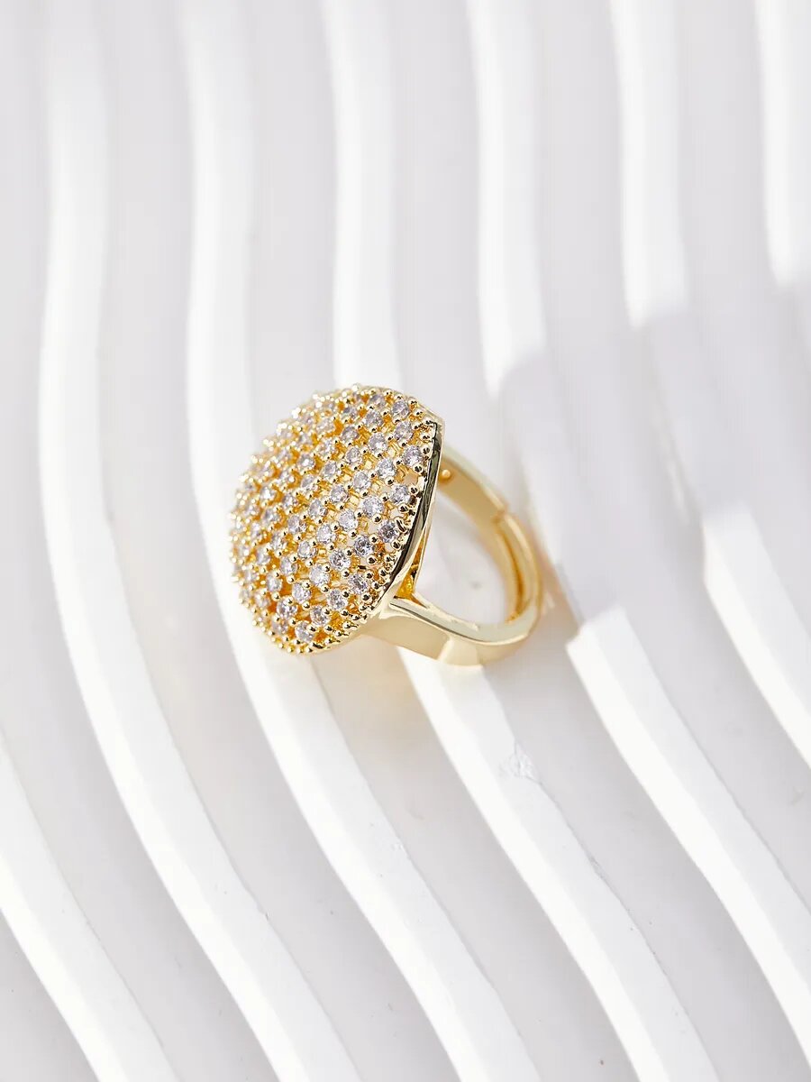 Кольцо, циркон, кристаллы Swarovski, фианит, кристалл, безразмерное, желтый, белый — фото 1