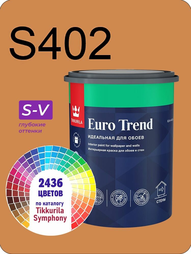 Краска для обоев Tikkurila Euro Trend 0,9л. глубокие оттенки S402
