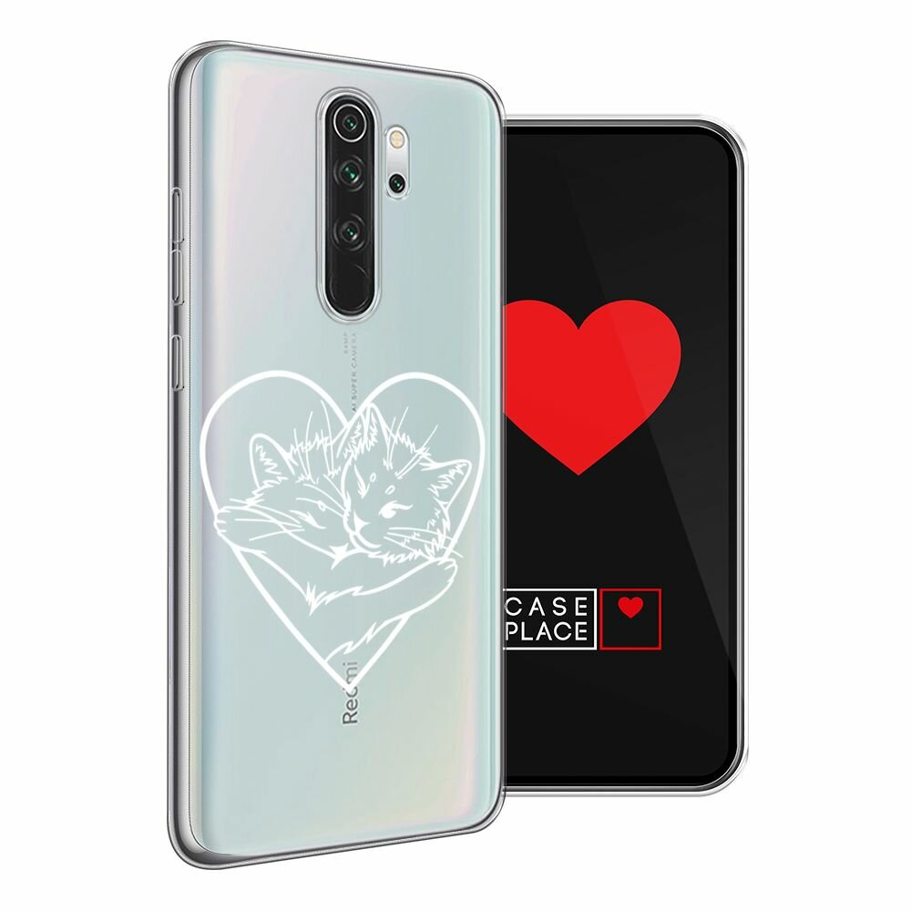 Чехол на Xiaomi Redmi Note 8 Pro / Сяоми Редми Нот 8 Про с принтом Влюблённые котики рисунок 2, прозрачный — фото 1
