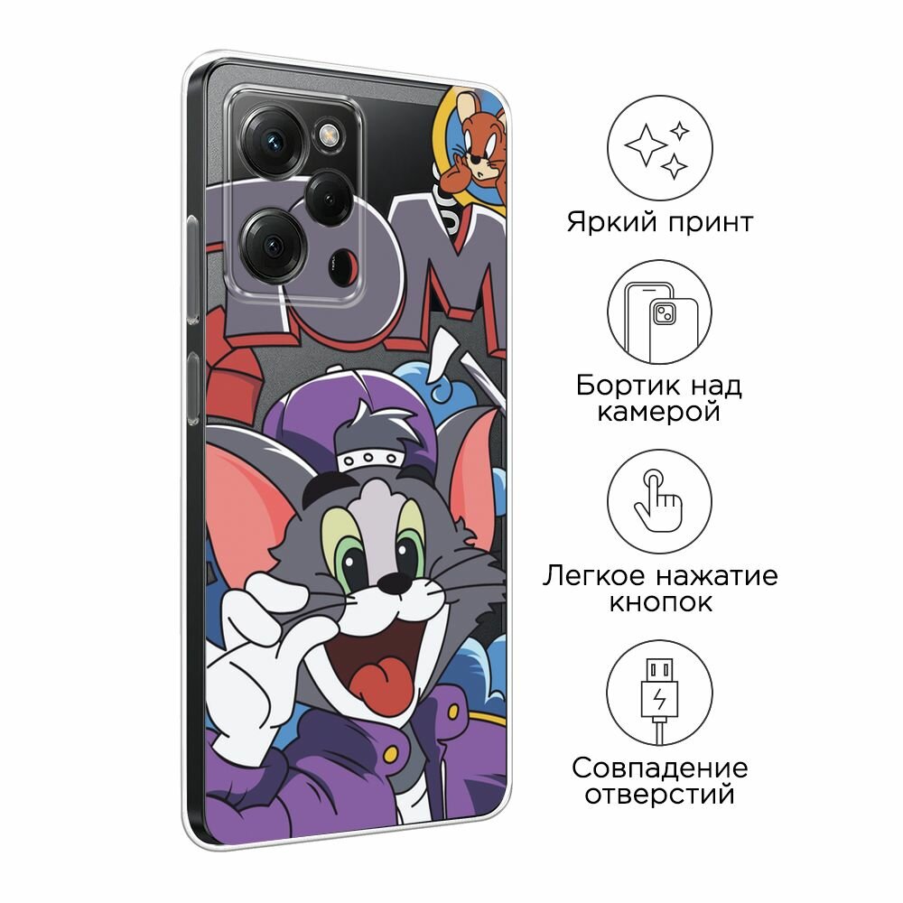 Чехол на Xiaomi Poco X5 Pro 5G / Сяоми Поко X5 Про 5G с принтом "Том в кепке", прозрачный — фото 1