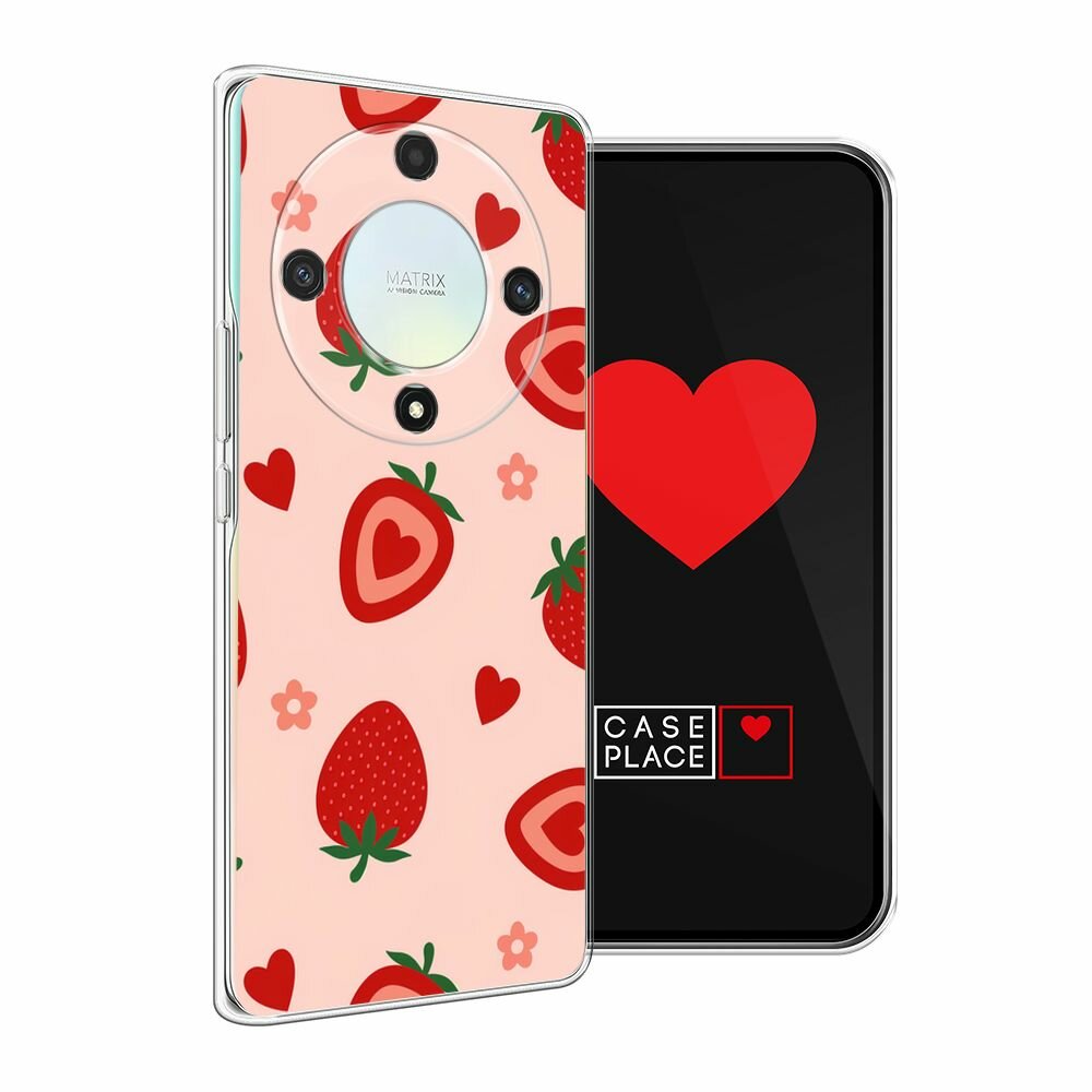 Чехол на Honor X9A / Хонор X9A с принтом "Heart strawberries 1 - 14 февраля" — фото 1