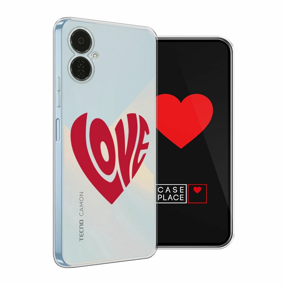 Чехол на Tecno Camon 19 Neo / Техно Камон 19 Нео с принтом "Love heart 2 - 14 февраля", прозрачный — фото 1