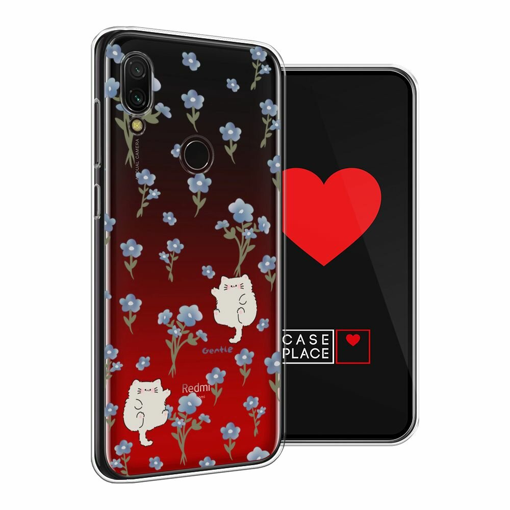 Чехол на Xiaomi Redmi 7 / Сяоми Редми 7 с принтом "Gentle cats", прозрачный — фото 1
