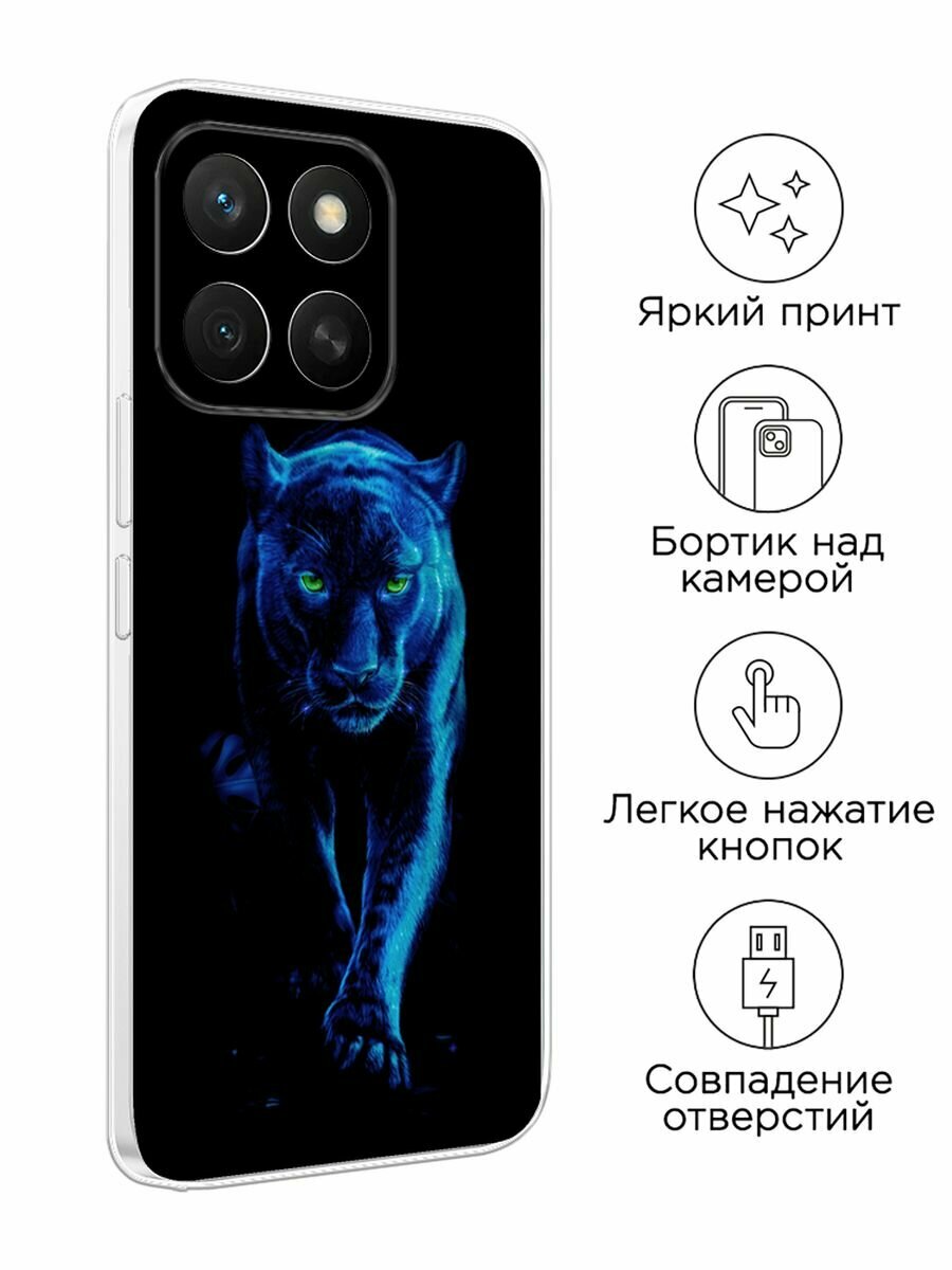 Чехол на Honor X8c / Хонор X8c с принтом "Пантера в лунном свете" — фото 1