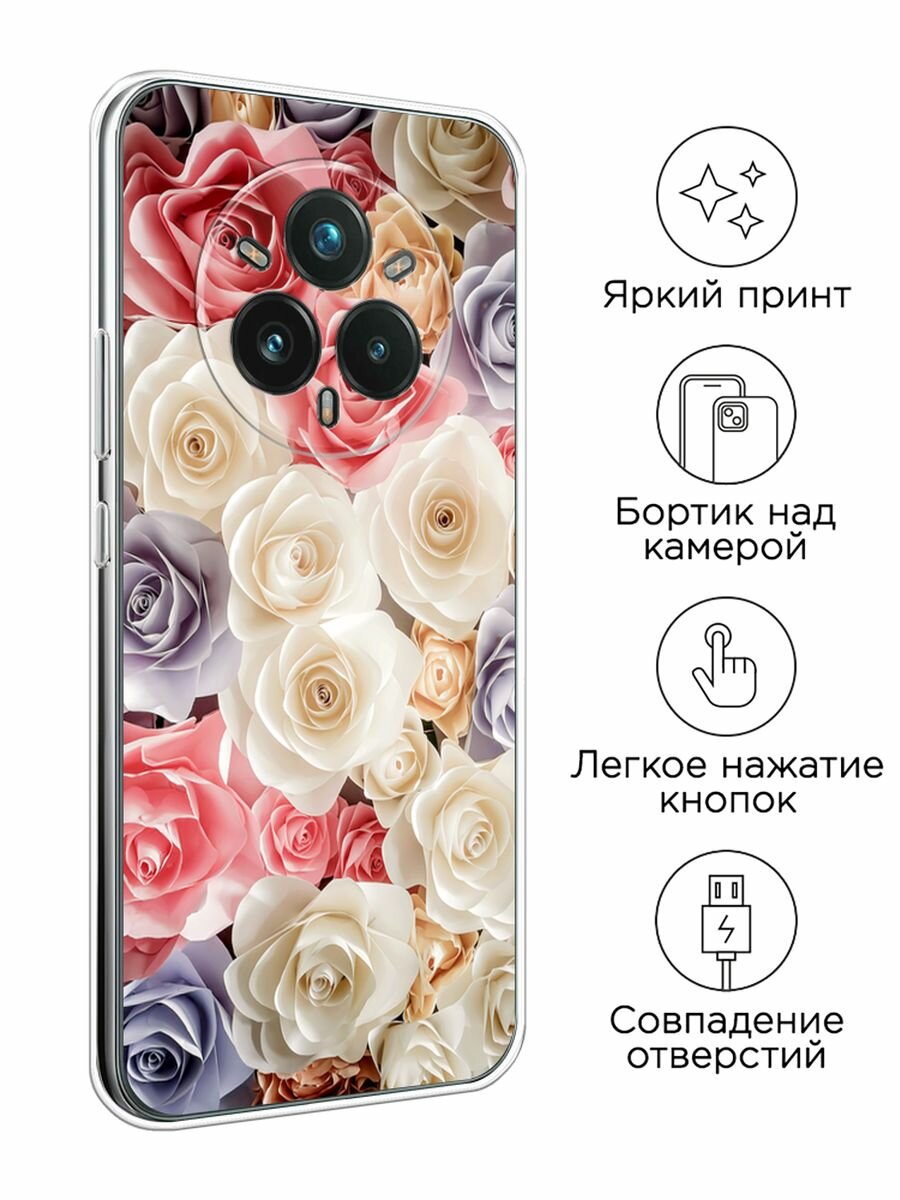 Чехол на Realme 14 Pro / Реалми 14 Про с принтом "Пастельные розы" — фото 1