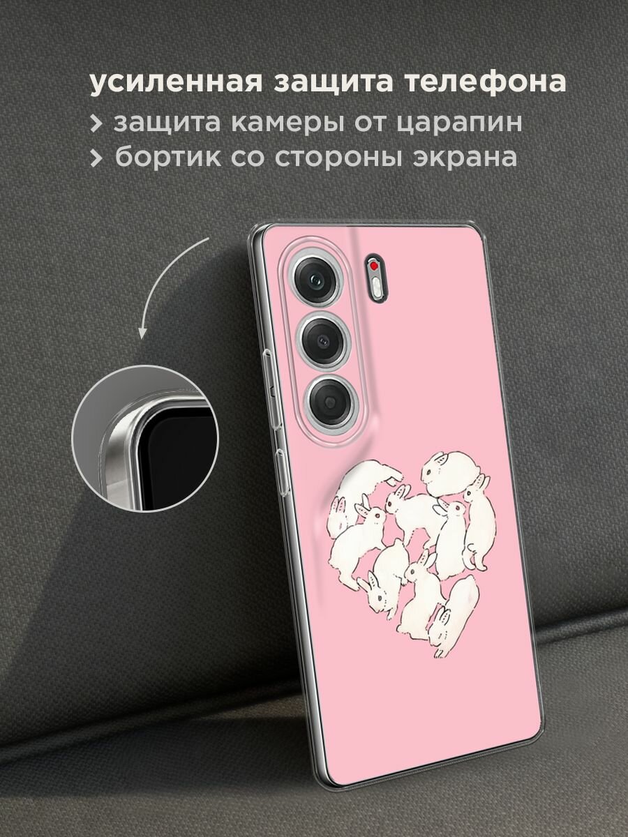 Чехол на Tecno Camon 40 / Текно Камон 40 с принтом "Сердечко из кроликов 1 - 8 марта" — фото 1