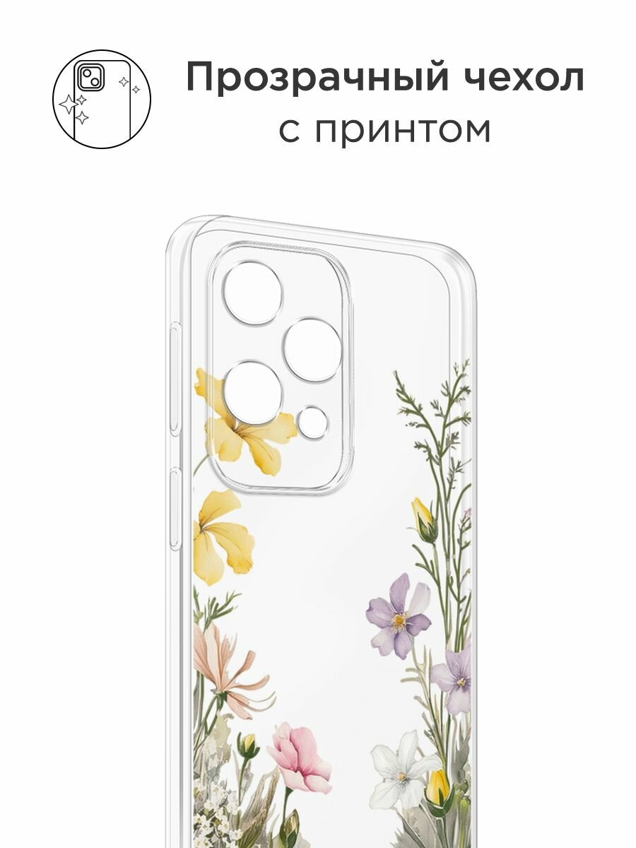 Чехол на Honor X6c / Хонор X6c с принтом "Летний винтаж 2", прозрачный — фото 1