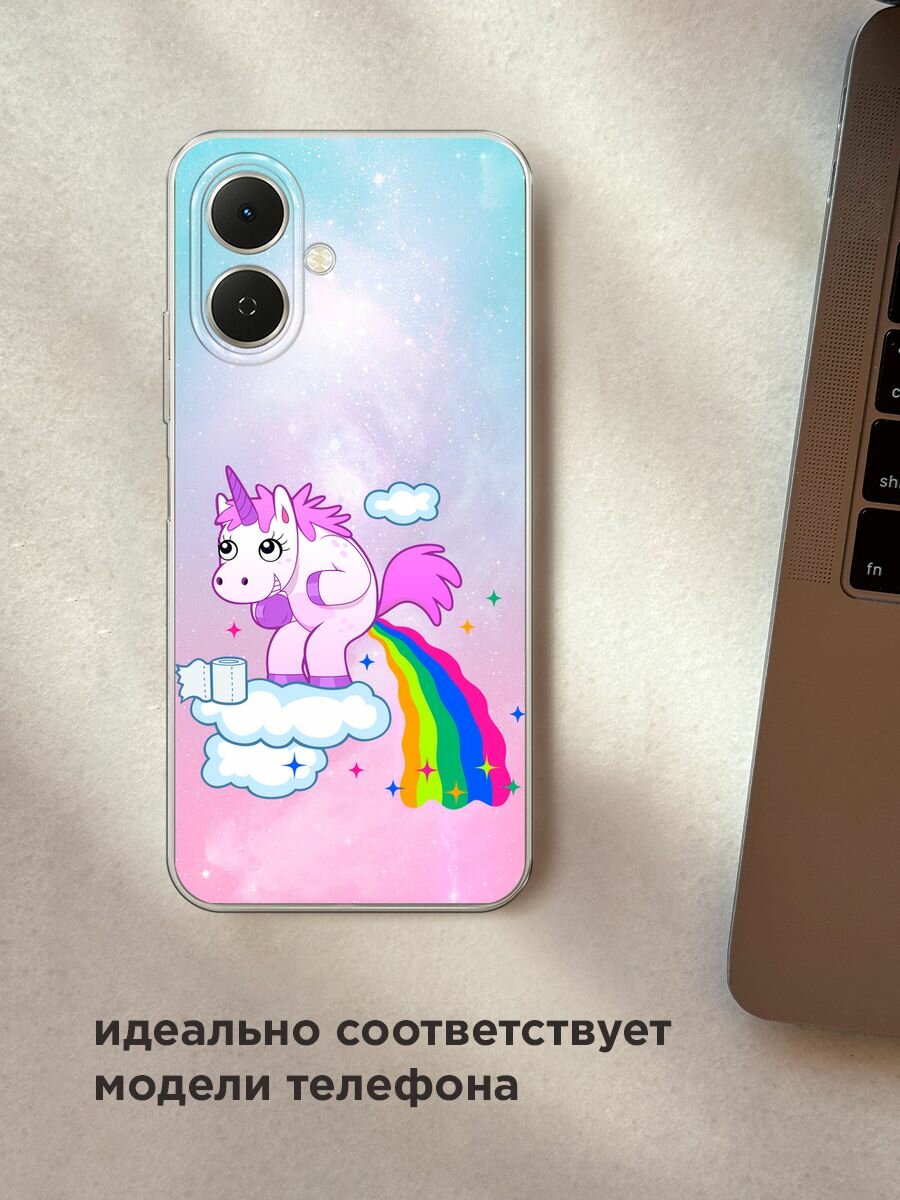 Чехол на Tecno Spark Go 2 / Текно Спарк Го 2 с принтом "Единорог какает" — фото 1