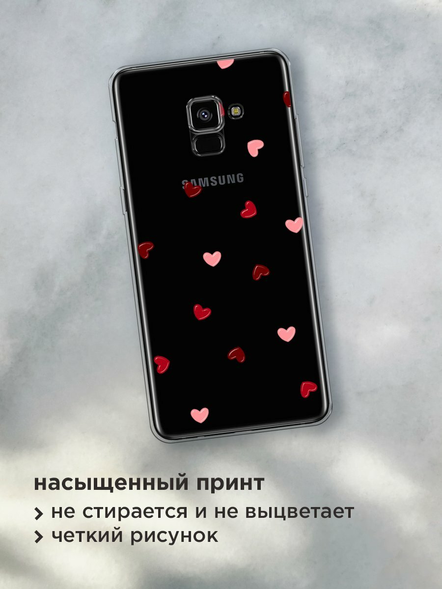 Чехол на Samsung Galaxy A8 + / Самсунг Галакси А8 Плюс 2018 с принтом "Бордовые сердечки 2" — фото 1