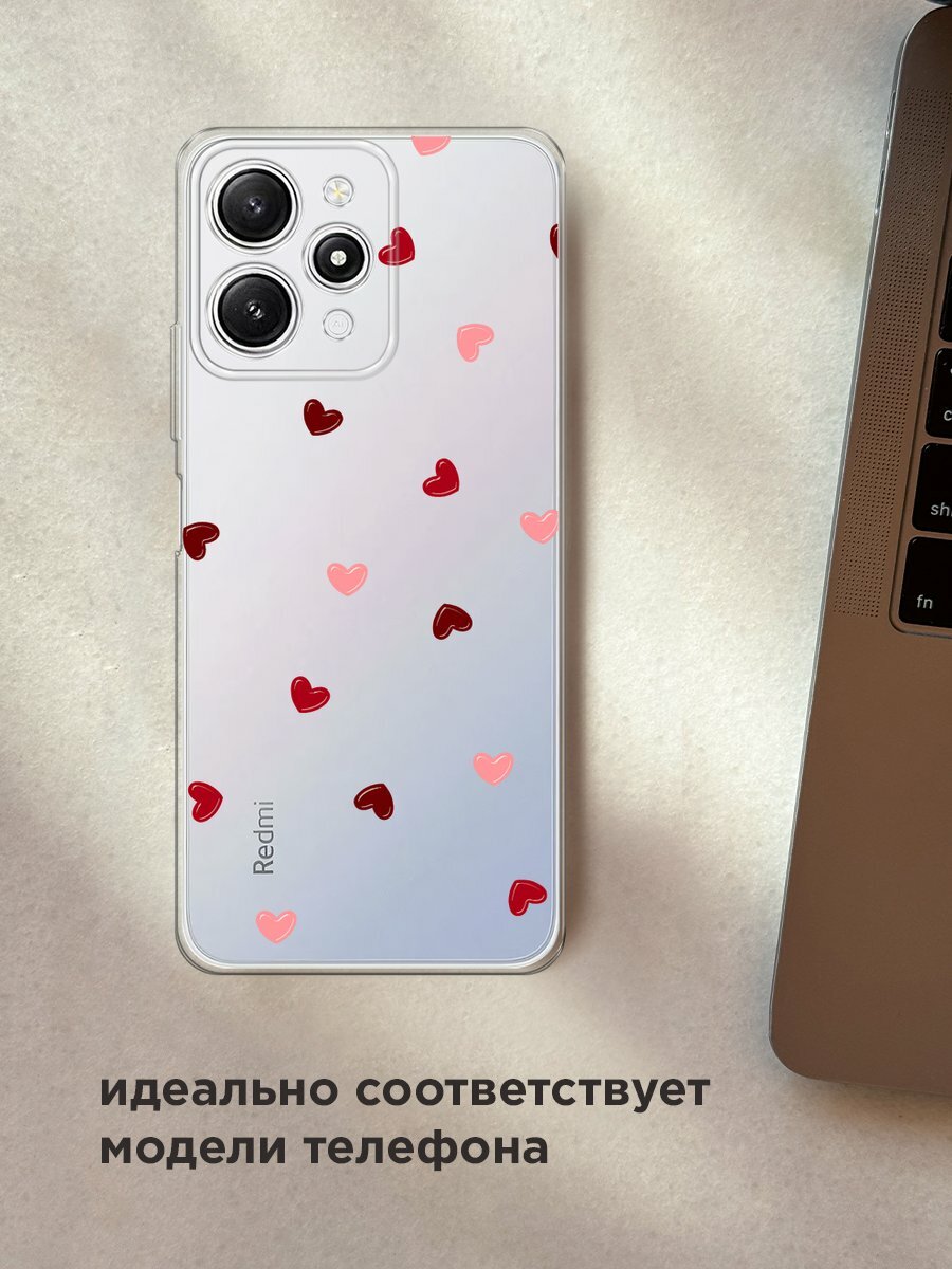 Чехол на Xiaomi Redmi 12 / Сяоми Редми 12 с принтом "Бордовые сердечки 2" — фото 1