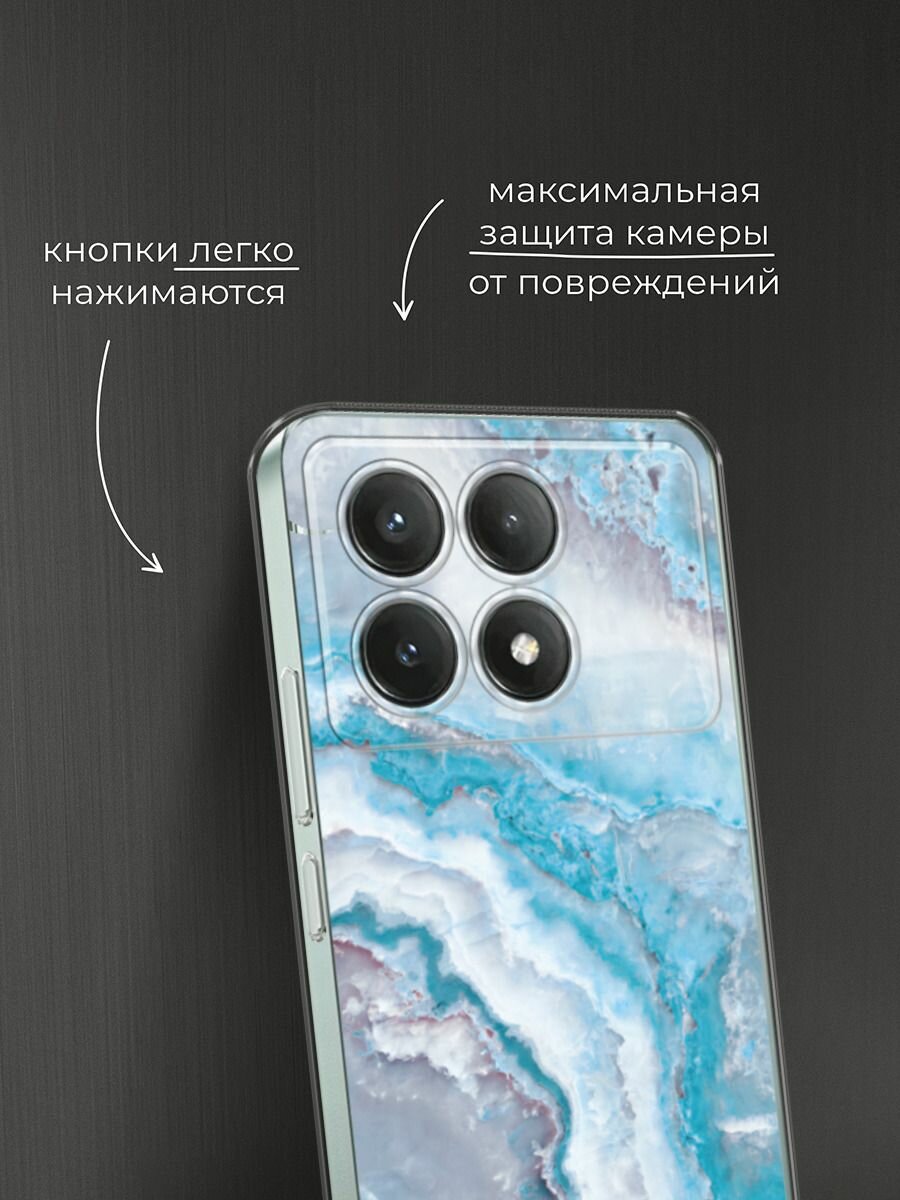 Чехол на Xiaomi Poco X6 PRO 5G / Поко X6 Про 5G с принтом "Нежно-голубой мрамор" — фото 1