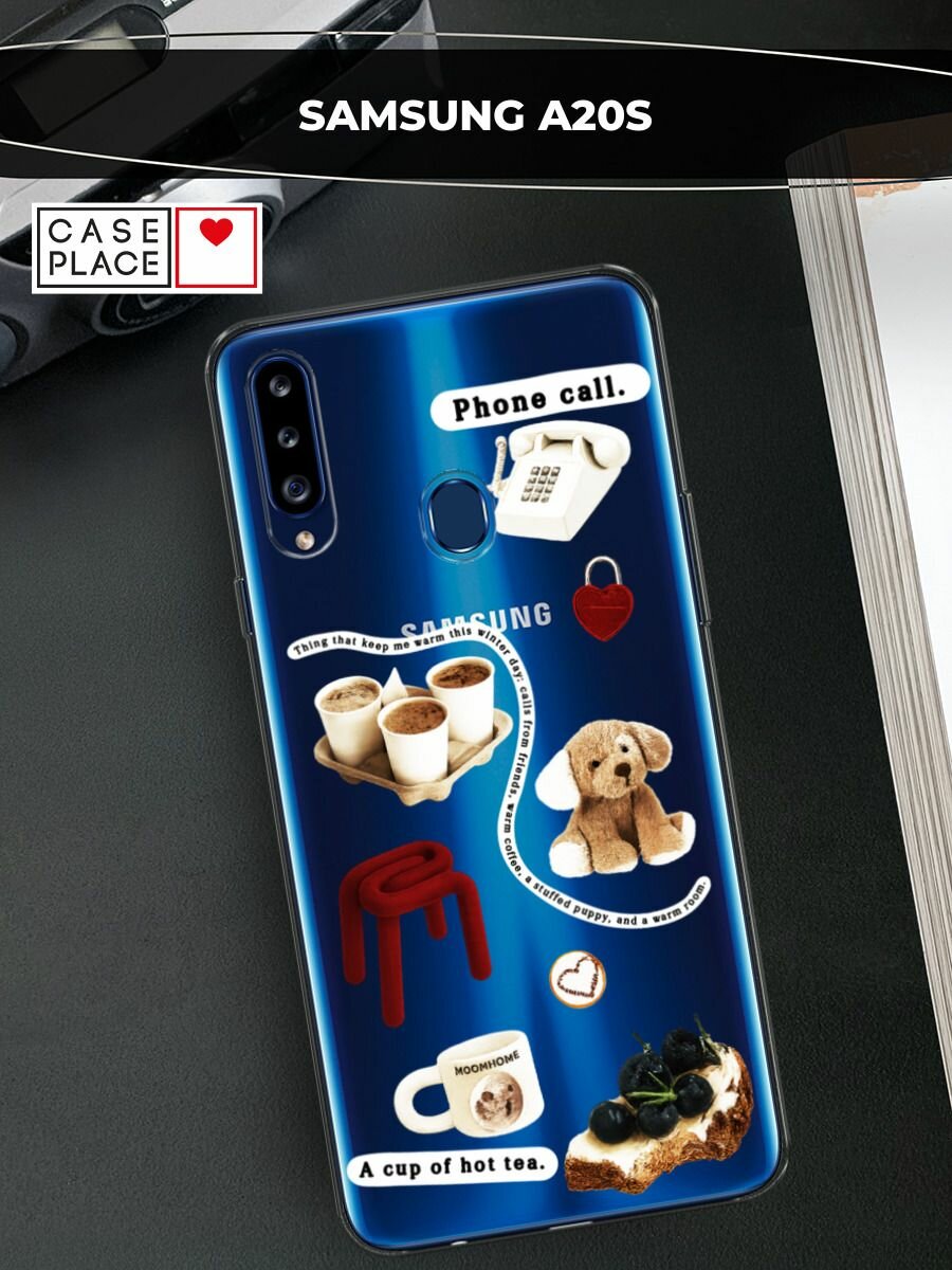 Чехол на Samsung Galaxy A20s / Самсунг Галакси A20s с принтом "Phone call", прозрачный