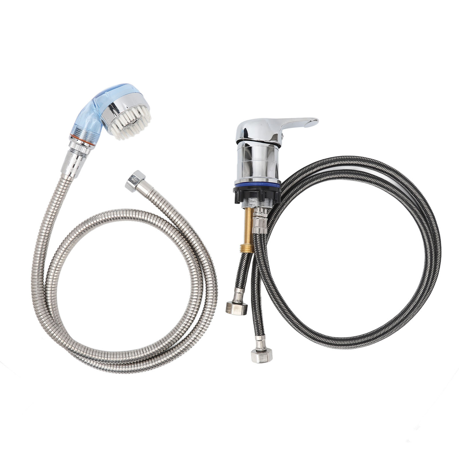 Кран для мытья волос 31.5 дюйма с комплектом шлангов 47.2 дюйма и большой синей насадкой распылителя, материал: цинковый сплав