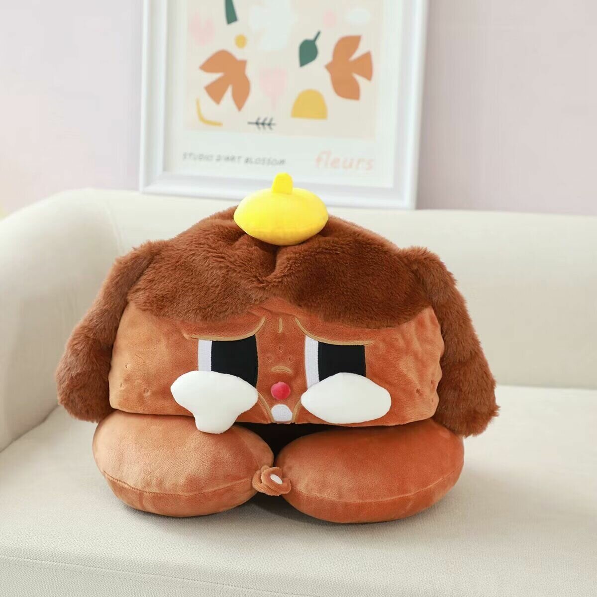 Коричневая U-образная подушка типа u портативная автомобильная подушка cartoon travel neck cartoon neck pillow36*30*13