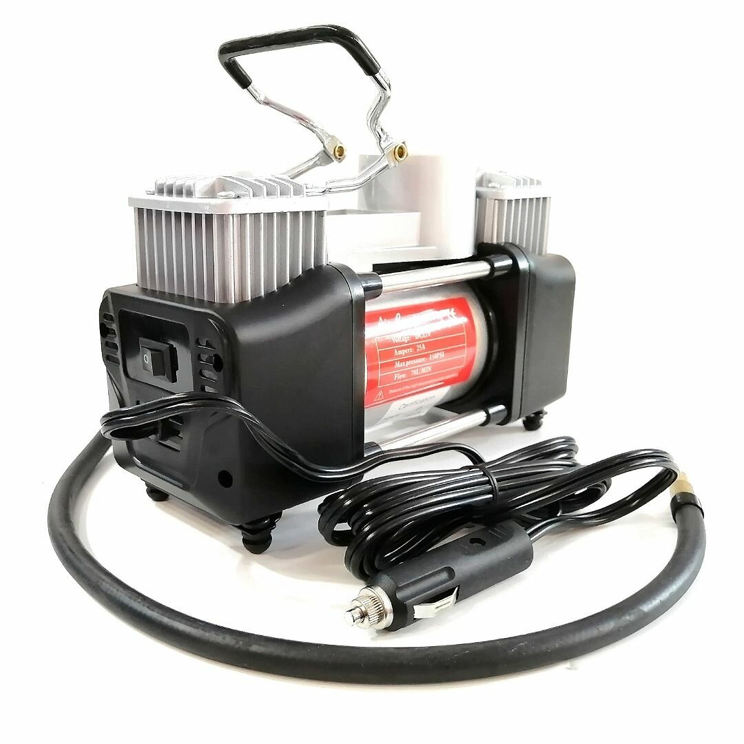 Компрессор автомобильный для накачки шин, двухпоршневой, в сумке, 70 л / мин, 12 v, 205JY (1 шт.), арт: 4009-К