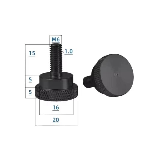 Цветные алюминиевые винты с накатанной головкой M6 15 мм