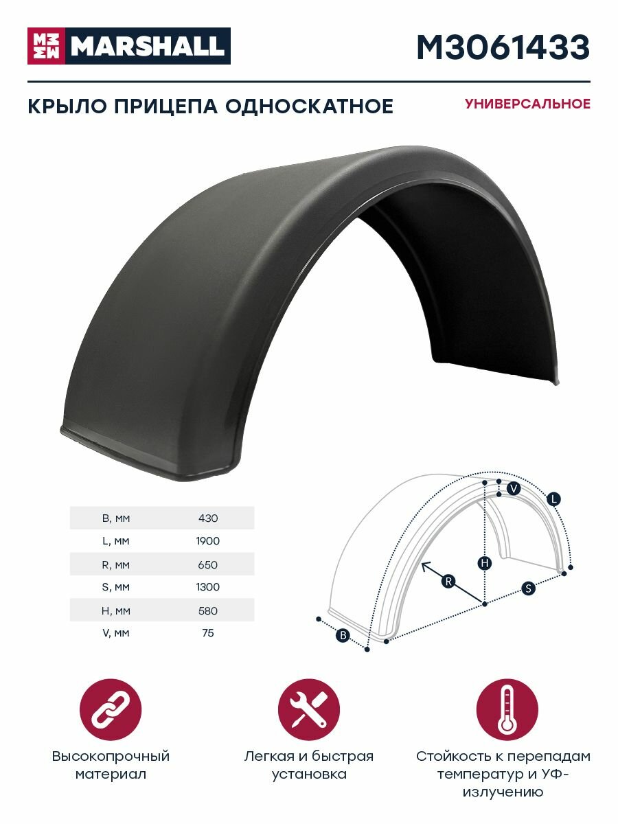Крыло односкатное, универсальное, без креплений