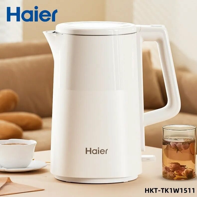 Haier Электрический чайник Haier Электрический умный чайник; с функцией подогрева; HKT-TK1W1511 F76W, белый, бежевый