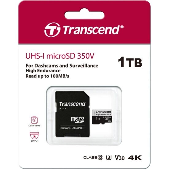 Карта памяти Transcend microSDXC 1Tb High Endurance UHS-I U3 + ADP