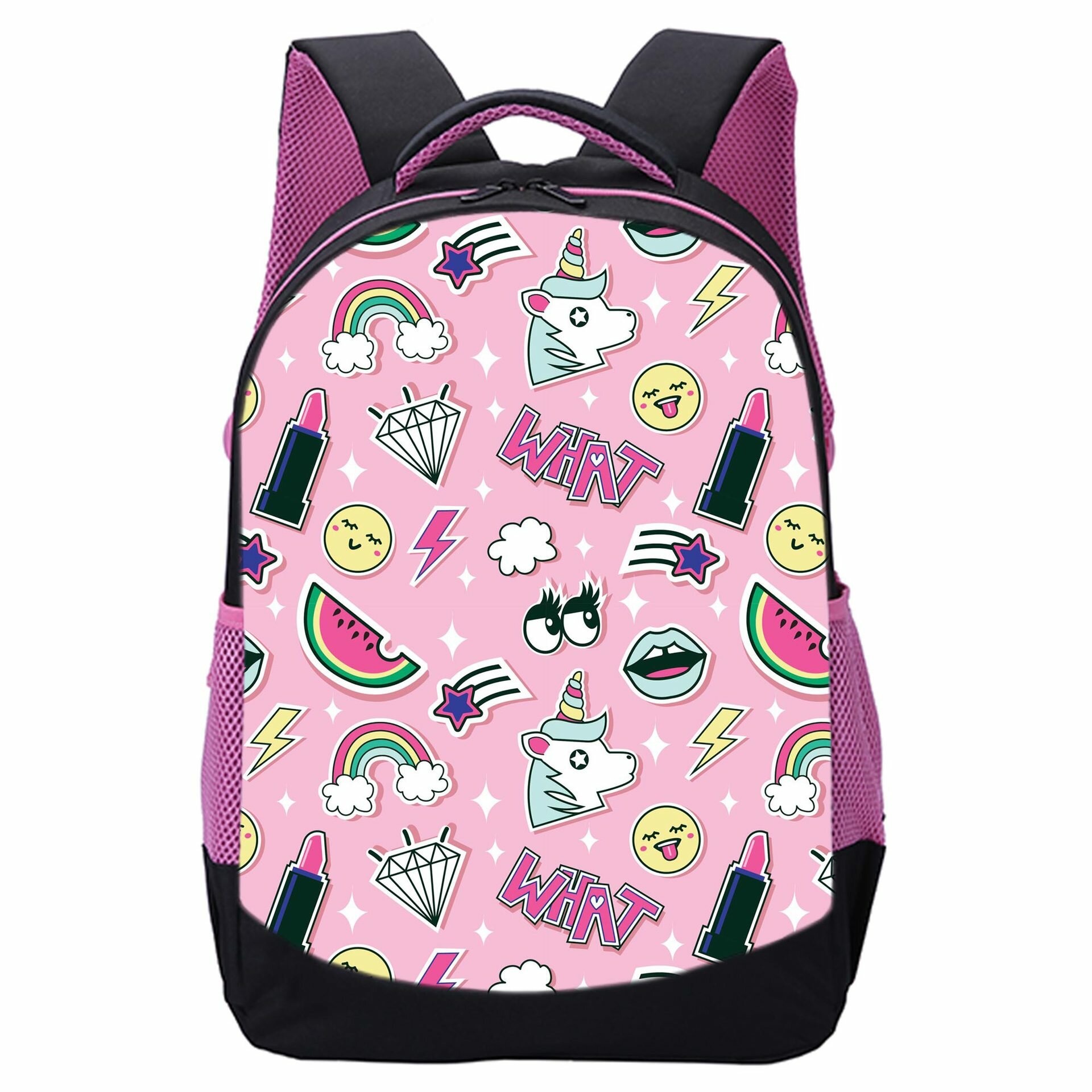 Мультфильм Единорог Schoolbag Pattern Цветная печать 17-дюймовый рюкзак для учеников начальной школы Розовый школьный рюкзак для девочек