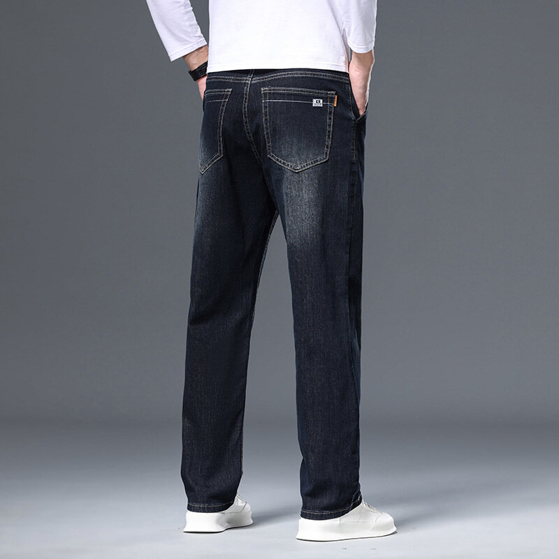 JYL Новые джинсы мужские широкие прямой крой весенне-осенние толстые эластичные длинные брюки