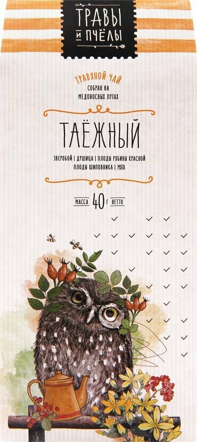 Чай травяной травы И пчелы Таежный листовой, 40г