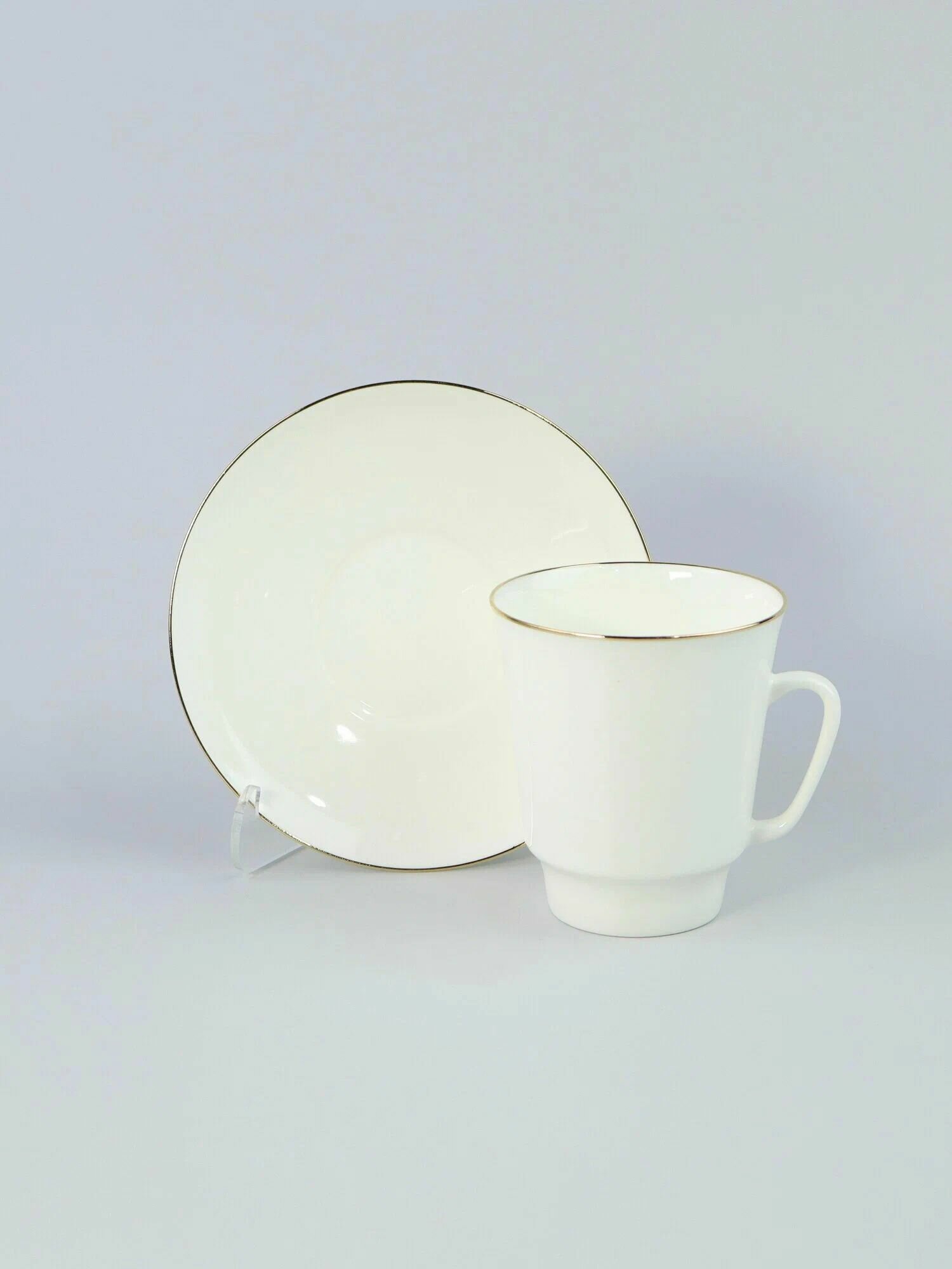 Кофейная пара 165 мл. Форма "Майская", рисунок "Золотой кантик". Костяной фарфор. Императорский фарфоровый завод ИФЗ ЛФЗ